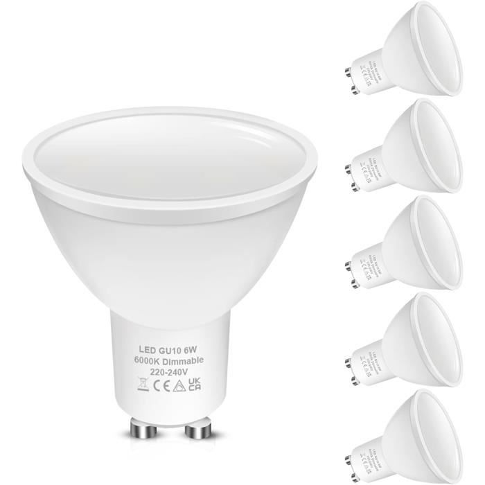 Lohas Ampoule Gu10 Led Dimmable, 6W Blanc Froid 6000K, 500Lm, 120° Larges Faisceaux, Ampoules ...