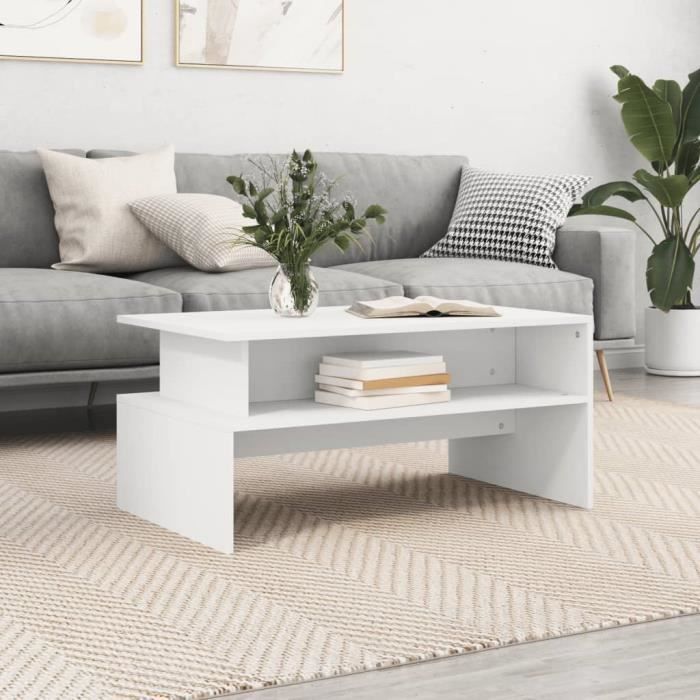 ETO- Table basse blanc 90x55x42,5 cm bois d'ingénierie ...