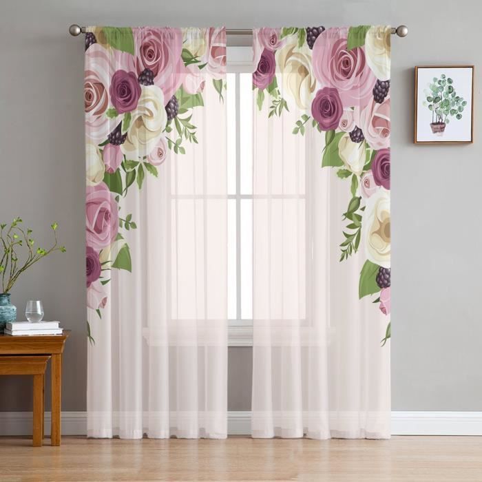 Photophore - Lanterne A Bougie H44JV Pink Rose Flower Print Sheer ...