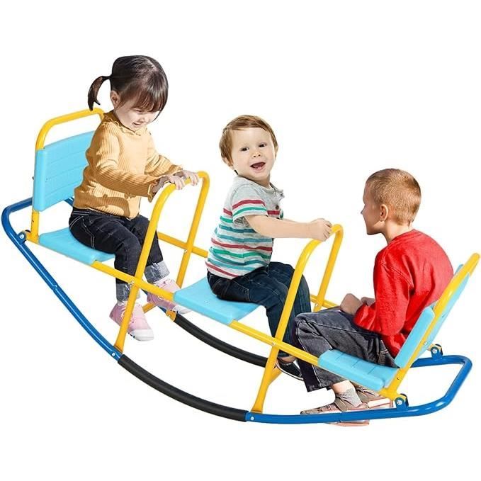 GOPLUS Balançoire à Bascule avec 3 Sièges pour Enfants,Trébuchet Sièges ...
