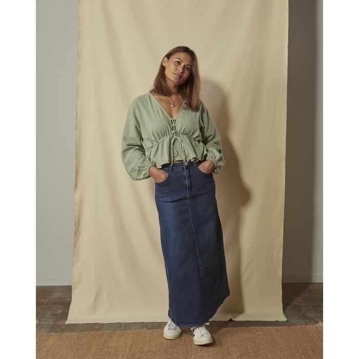 Jupe longue en jean KINGSLEY Blue - Cdiscount Prêt-à-Porter