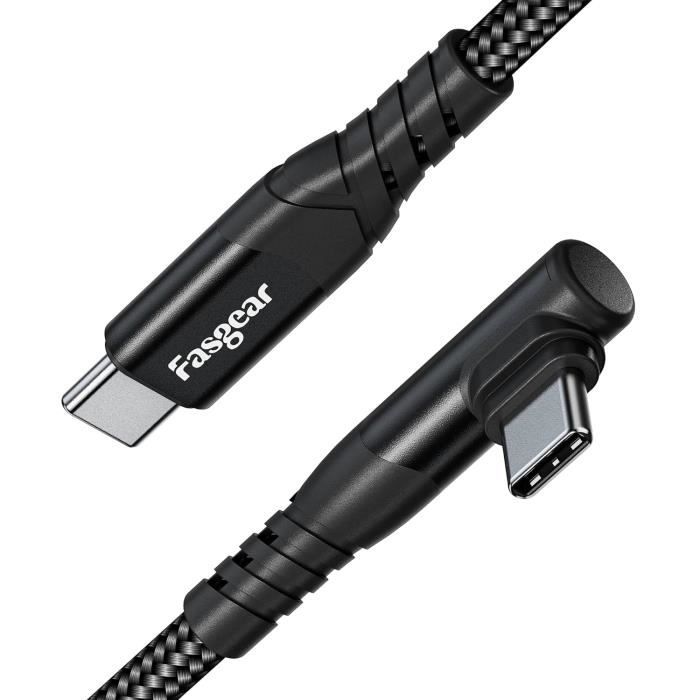 Câble Usb C Vers Usb C, 3M 60 W, Type C Vers Type C, Angle Droit À 90 ...