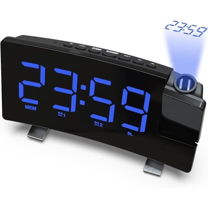 Réveil Projection, Radio-réveil avec projecteur rotatif à 180 ...