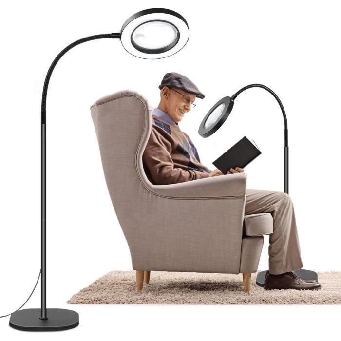 NZQXJXZ 2 en 1 Loupe de Lecture avec Lère et Support, 5X et 10X Lampe Loupe sur Pied avec 72 LED ...