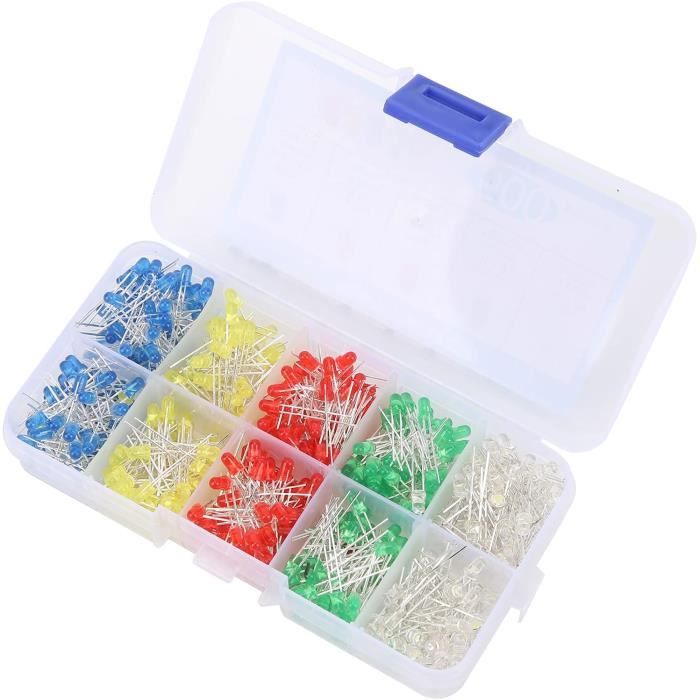 500 Pièces Led Light Emitting Diode 5 Couleurs Avec Boîte 2 Broches Led ...
