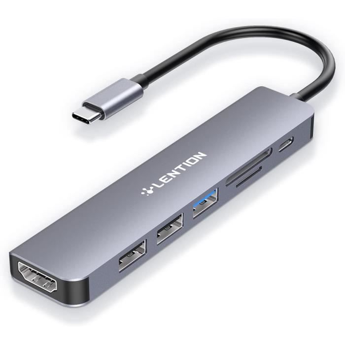 Hub Usb C Avec Charge Pd 100W Hdmi 4K Lecteur De Carte Sd-Micro Sd Usb ...