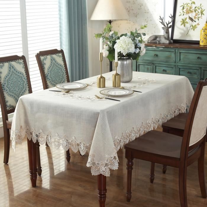 NAPPE DE TABLE ,Beige-Beige lace-90x150cm Rectangle--Napperons de Table ...