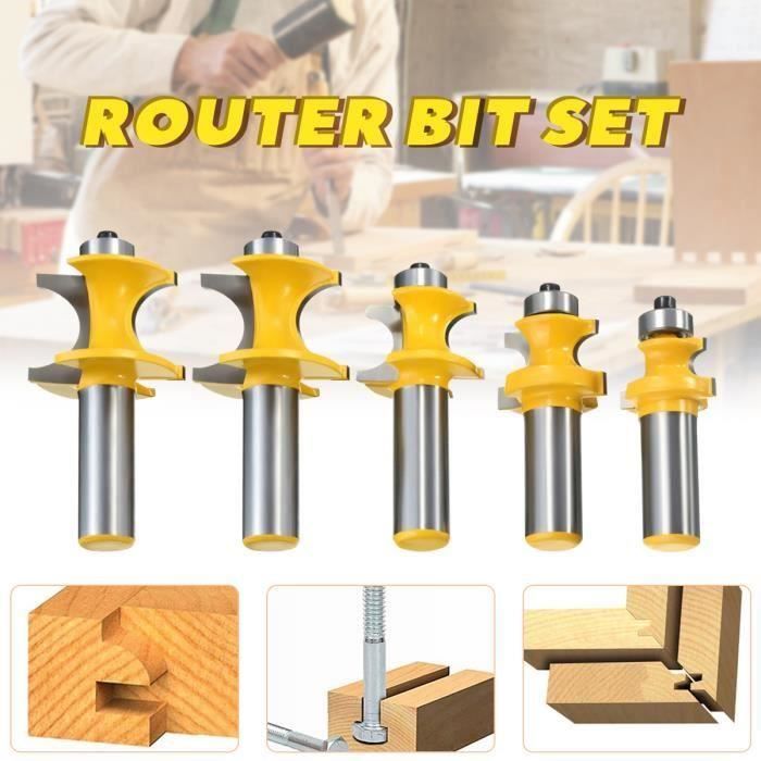 HT27702-5Pcs 1-2'' Fraise Tenon Défonceuse Bois Demi-rond Couteau - Cdiscount Bricolage