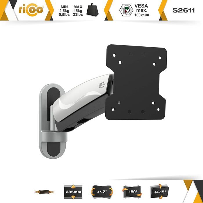 Support Mural écran PC S2611 Orientable Inclinable Universel 13-32" (33 ...