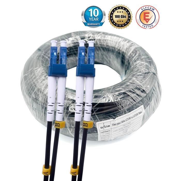Elfcam® - 300m Câble à Fibre Optique LC/UPC vers LC/UPC OS2 Duplex ...