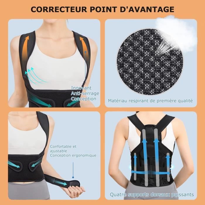 ORTHESE Posture Correcteur Dos Droit Femme Homme Redresseur de Dos ...