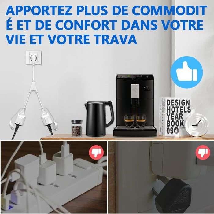Double Fiche Pour Prise,Rallonge Électrique Double Prise,Petite ...