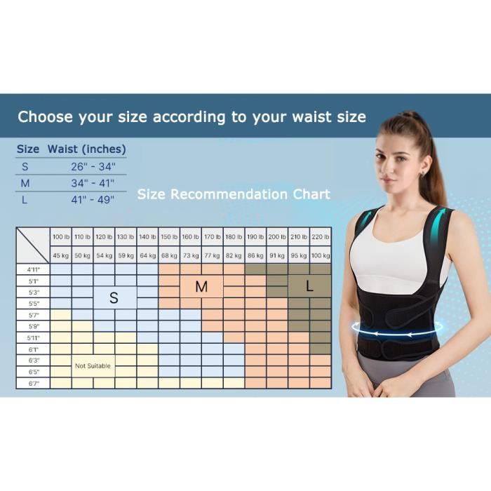 ORTHESE Posture Correcteur Dos Droit Femme Homme Redresseur de Dos ...