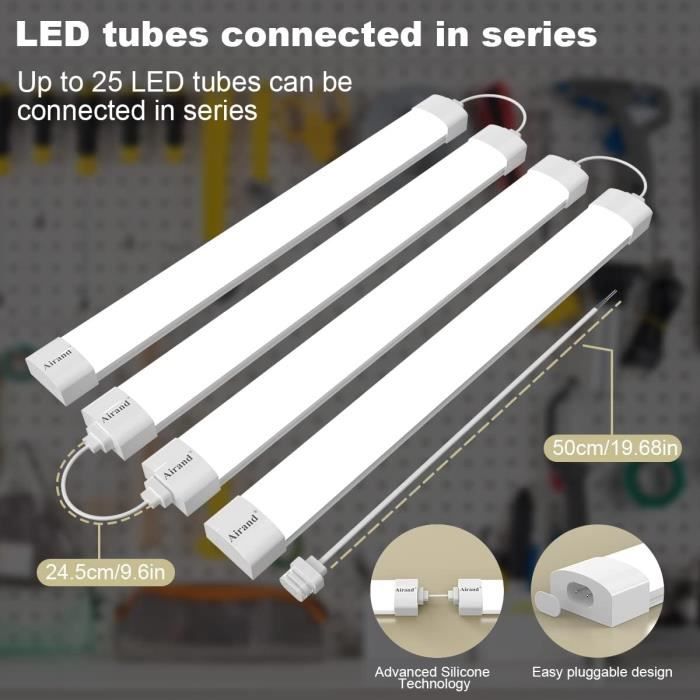 2 X Neon Led Barre 60 Cm Reglette Led Tube 18W 1800Lm Luminaire Atelier ...