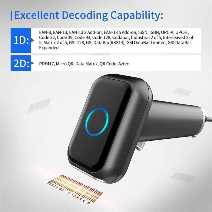 Pistolet De Scanner Sans Fil 2D Balayage 2D Sans Fil 2.4G Avec Pistolet ...