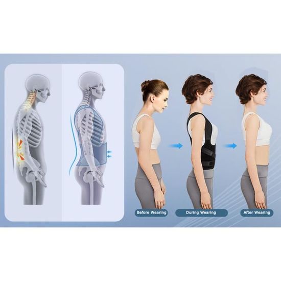 ORTHESE Posture Correcteur Dos Droit Femme Homme Redresseur de Dos ...