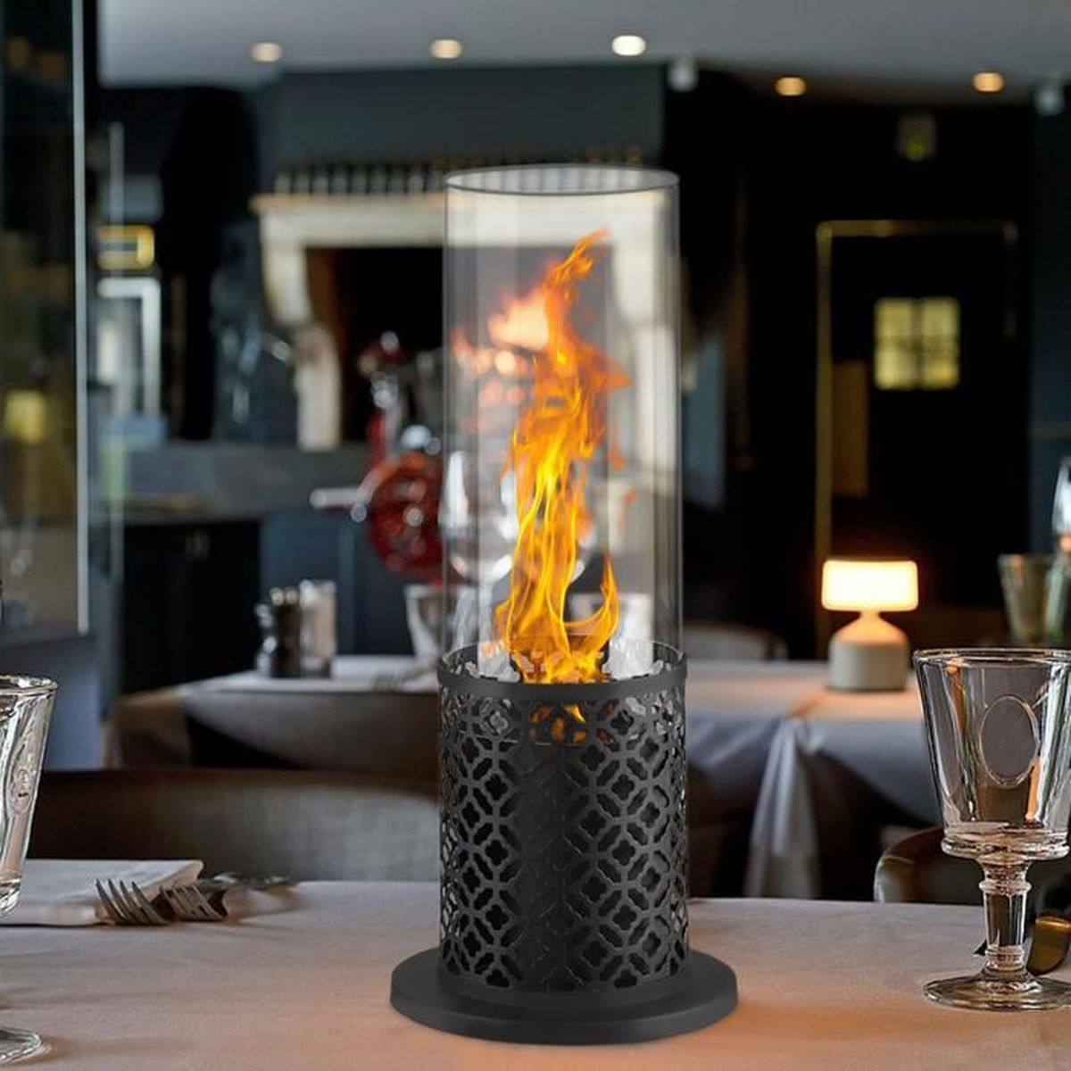 YRHOME Cheminée de table cheminée bio éthanol inox feu de table ...