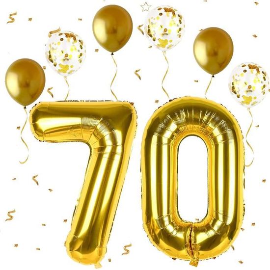 Ballons Anniversaire 70 An Or, 101 Cm Gros Ballon Chiffre Numéro 70, 70 ...