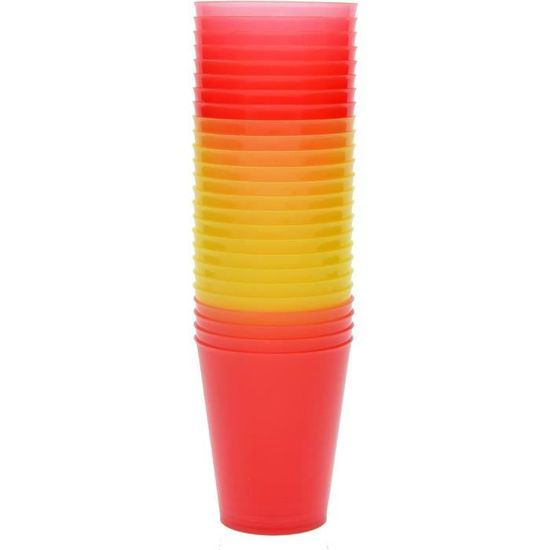 25 Verres Plastique Incassable Flexible Réutilisable, 500 ml, Couleurs ...