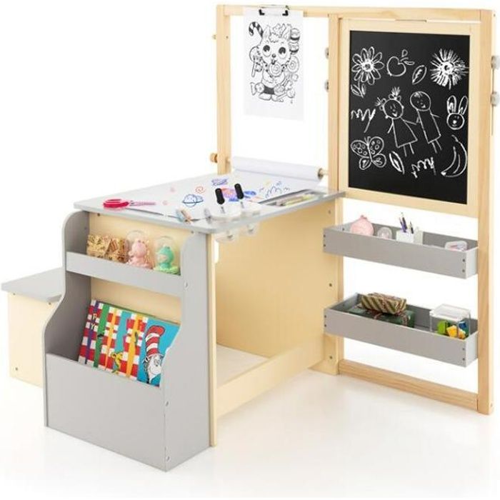 Tableau Enfant 3 en 1 - DREAMADE - Chevalet Double Face Réglable ...