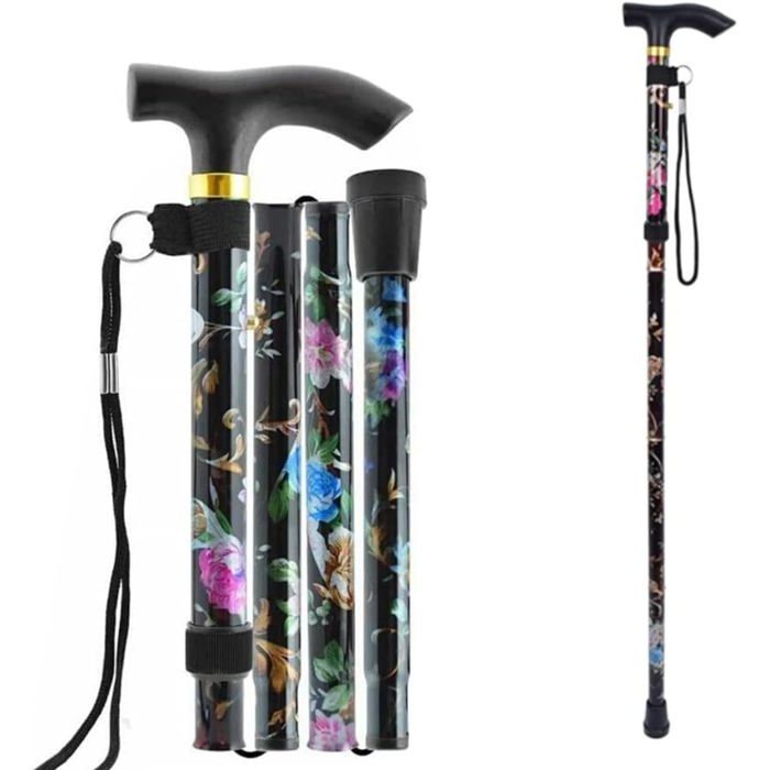 Canne de Marche,Canne de Marche Flexible Fleur Noir Canne de Marche ...
