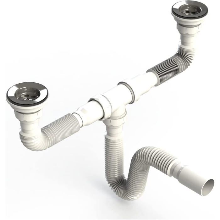 Uzman Sable Ø80 double siphon avec tuyau flexible, double raccordement ...