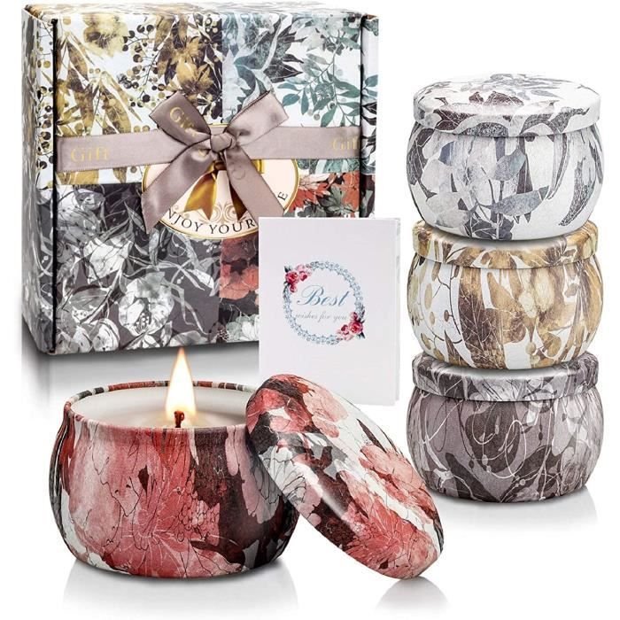 4*4,4Oz Bougies Parfumées Ensemble, Coffret Bougies d'Aromathérapie ...