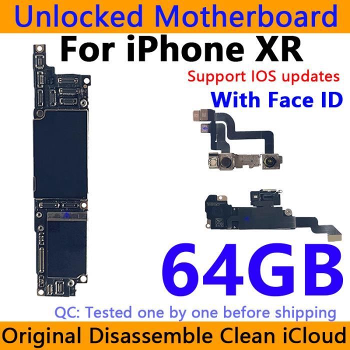 Visage XR 64G-Carte mère 100% originale débloquée pour iPhone, avec Face ID, 256 Go, Logic Clean ...