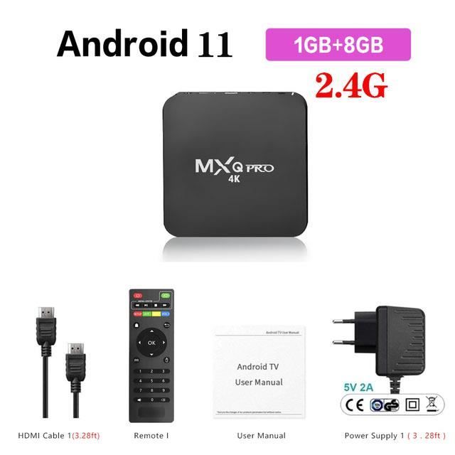 Ue Plug - 1G 8G 2,4G - Boîtier Smart TV MXQ PRO 4K, Android 2.4-5G, 8 go + 128 go, WiFi ...
