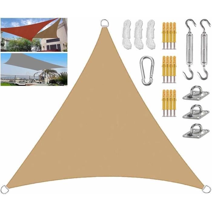 Parasol Triangulaire en Sable avec kit de Fixation Robuste Auvent de ...