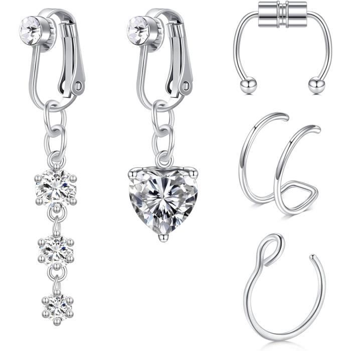 Faux Piercing Nombril Clip On Piercing Nombril Acier Chirurgical Faux ...