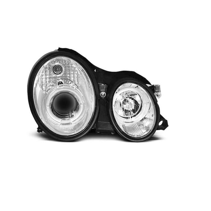 Paire de feux phares Mercedes CLK W208 97-02 angel eyes chrome (E27 ...