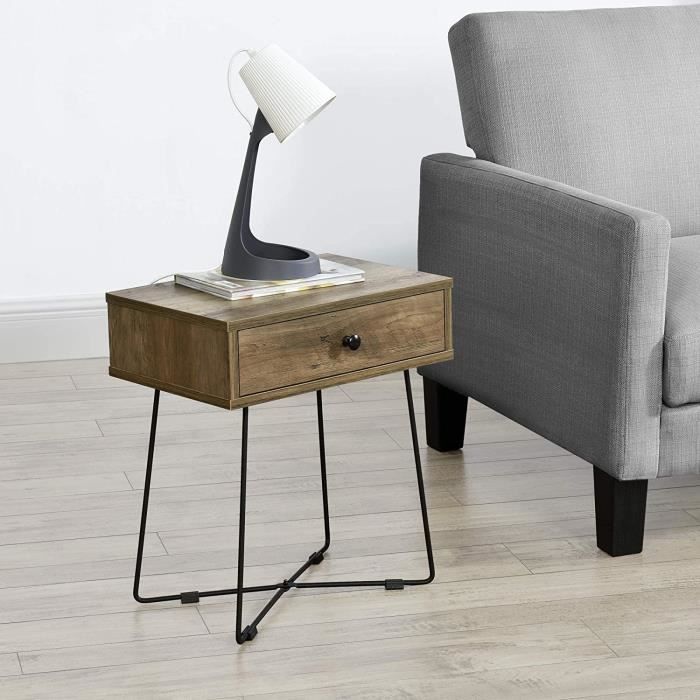 LI-Table de Nuit en Forme Angulaire avec Tiroir Table de Chevet ...