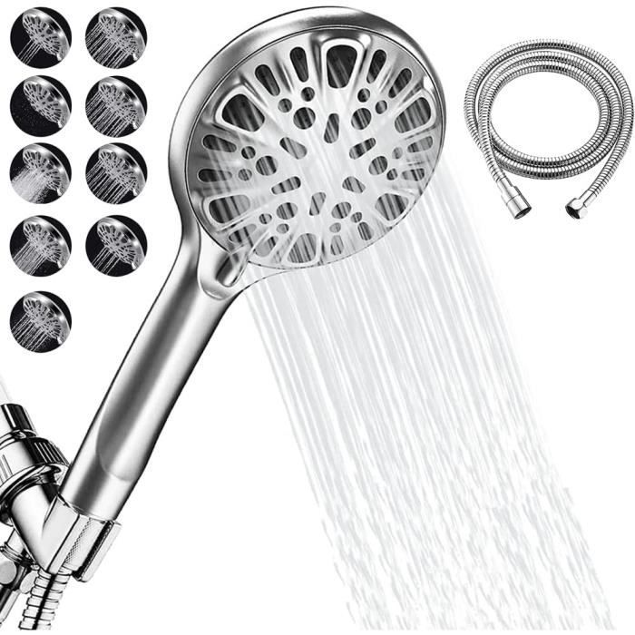Pommeau de Douche, Douchette à Main 9 Modes Douche, avec 1,5M Tuyau ...