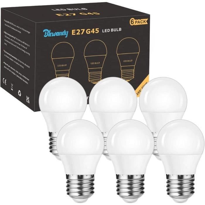 Ampoules LED E27, G45 Type Globe Ampoules de 5W Équivalent Incandescente 40W, Blanc Chaud 3000K ...