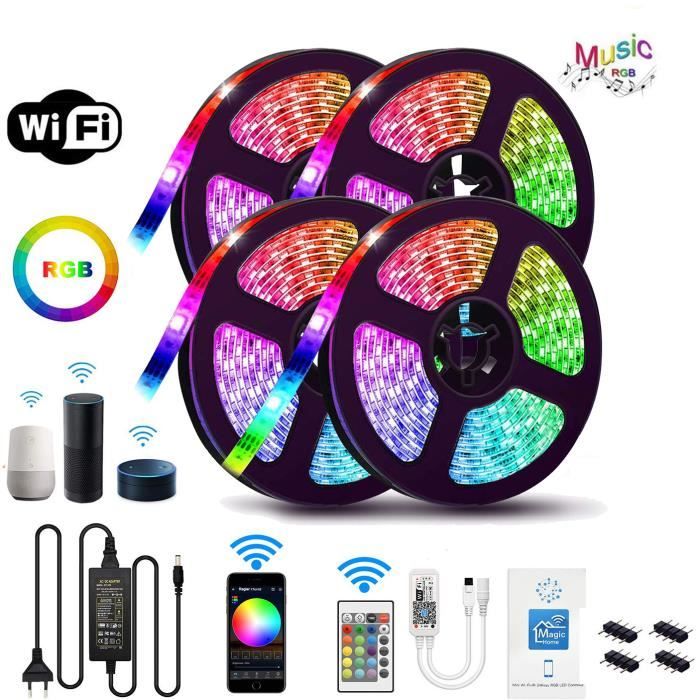 Juce® WiFi Ruban à Led 20M 600 LEDs Connectée RGB Étanche IP65 Kit ...