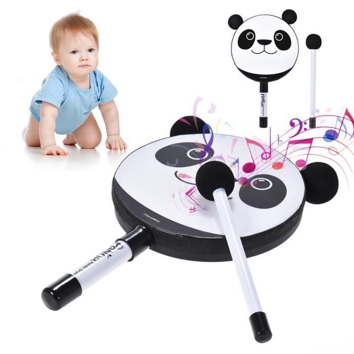 Panda de dessin animé tambour tambourin tambour mallet instrument de ...