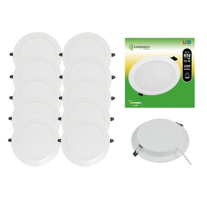 Spot Encastrable LED Downlight Panel Extra-Plat 12W Blanc Neutre 4200-4500K - LAMPESECOENERGIE ...