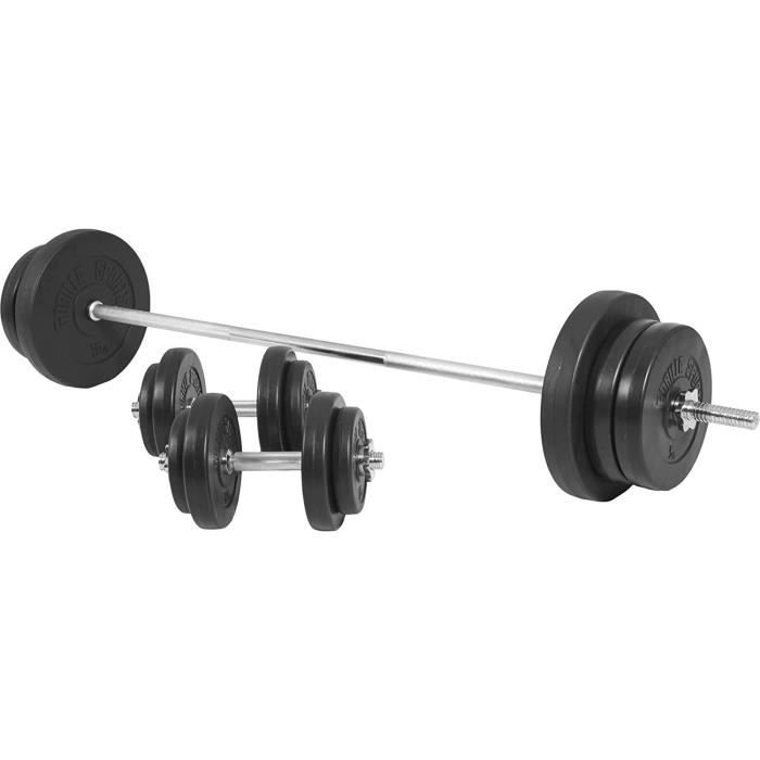 Set d'haltères de 70 KG (avec disques plastique)334 - Cdiscount Sport