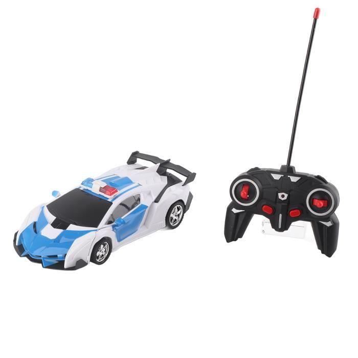 Voiture télécommandée - SURENHAP - Voiture et robot 2 en 1 - Voiture de police bleue - Plastique ...