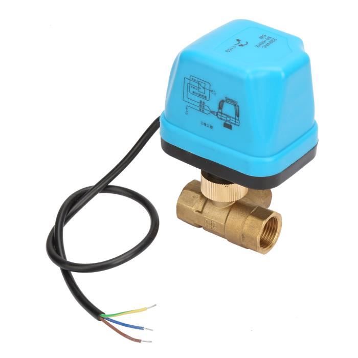 CHE AC220V Robinet à Bille Blue Shell 3 Voies Robinet à Bille En Laiton ...
