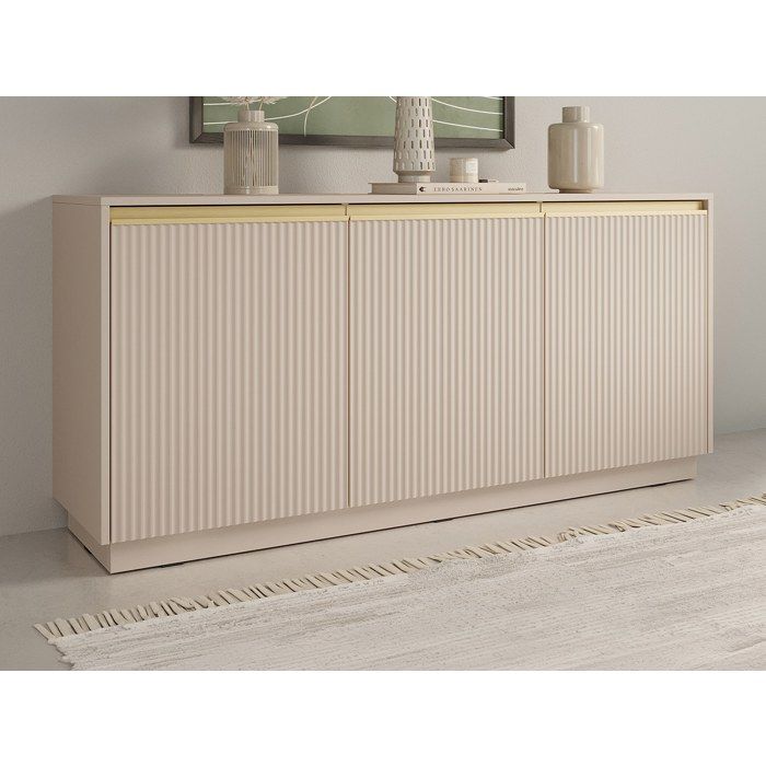 Buffet avec 3 portes en MDF - Beige et doré - POSINIA de Pascal ...