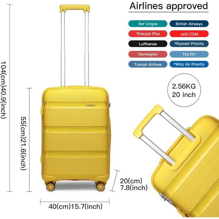 Valise Cabine Rigide Bagages A Cabine Avec 4 Roulettes E Serrure Tsa ...