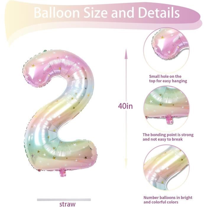 Étoile Colorée Ballons Anniversaire 2 Ans, 40"(101Cm) Ballon 2 An ...