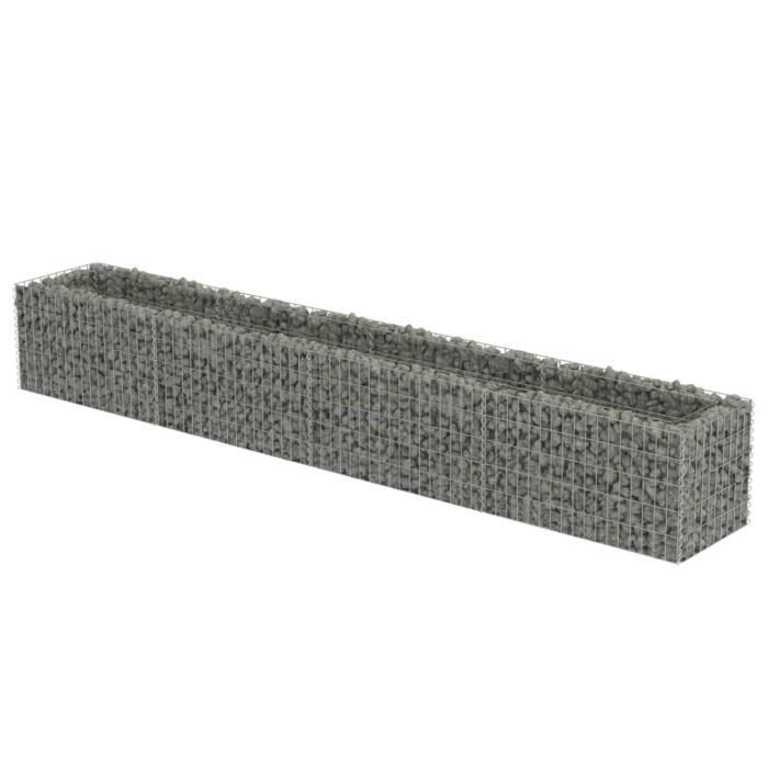 Lit surélevé à gabion en acier galvanisé 360x50x50 cm - ZJCHAO ...