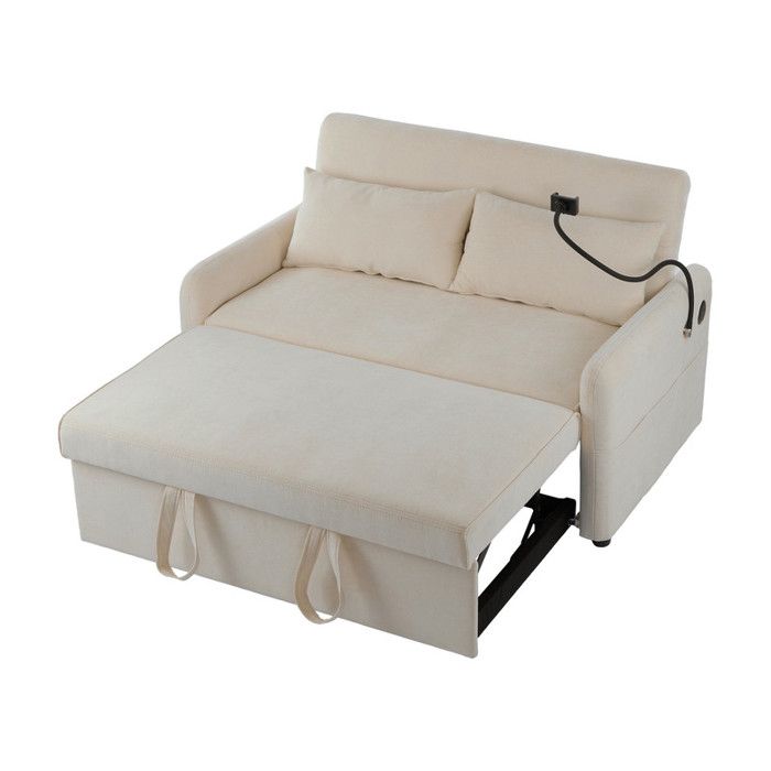 Canapé convertible 2 places pliable avec support téléphone et USB ...