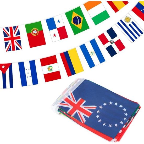 Drapeaux De 50 Pays Guirlande Drapeaux Du Monde 14 * 21Cm, Décoration ...