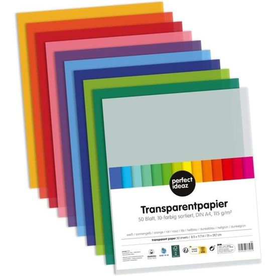 Perfect ideaz 50 feuilles de papier transparent A4, papier-parchemin ...