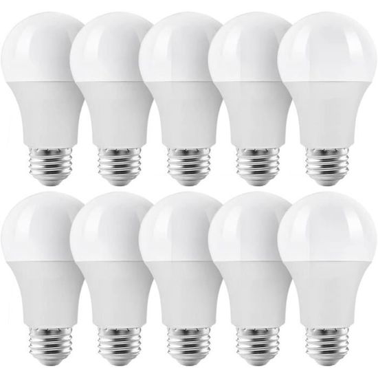 Lot De 10 Ampoules Led E27, 8,5 W, 806 Lumens, Blanc Chaud, 3000 K, Remplace Une Ampoule De 60 W ...
