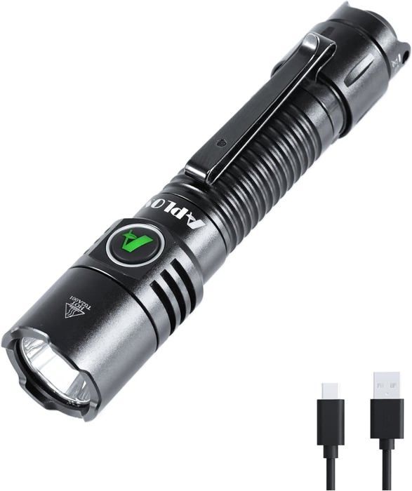 T02 1800 Lumens Lampe Torche, USB C Rechargeable Lampe Tactique ...